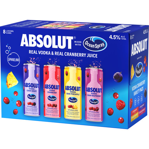 Absolut + Ocean Spray Cocktails Variety Pack 8pk